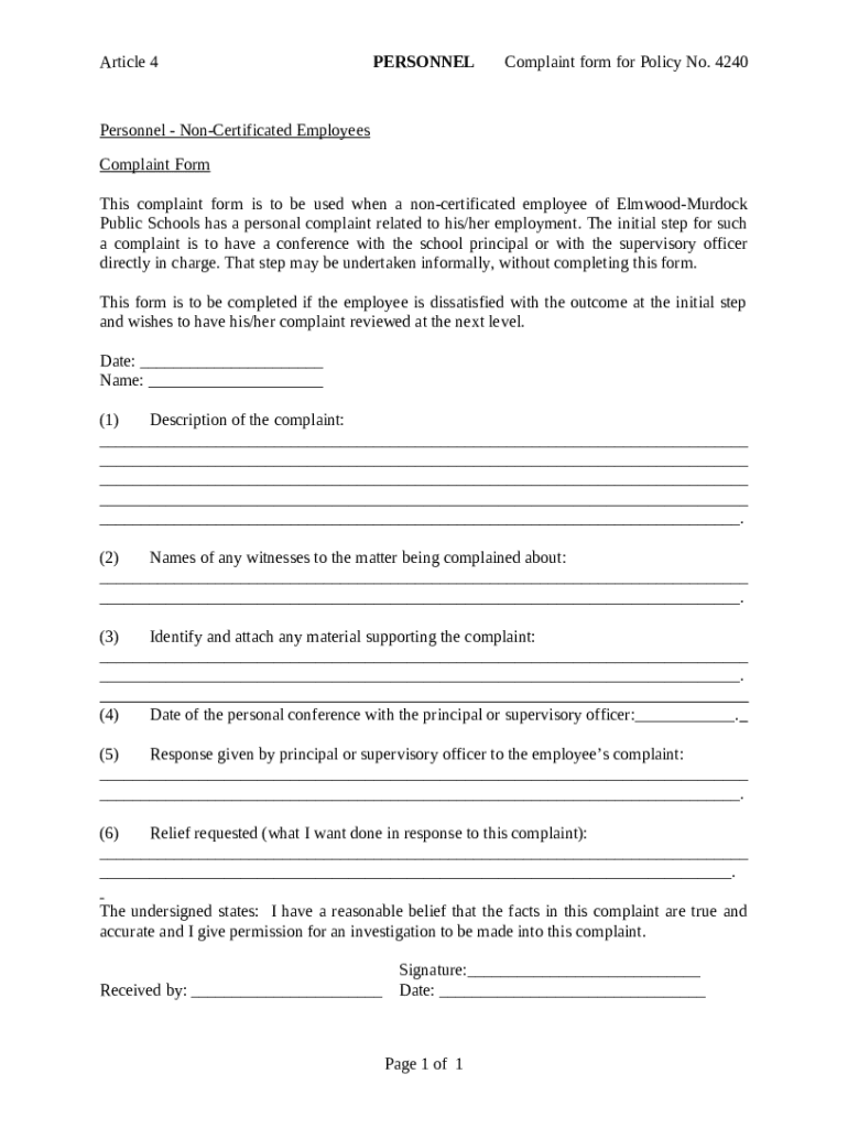 Complaint - Discrimination, harassment or retaliation Doc Template ...