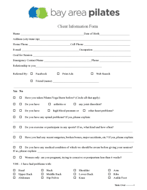 Fillable Online Client Information Form. Fax Email Print - pdfFiller