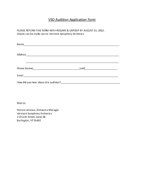 Fillable Online VSO Audition Application Form Fax Email Print - pdfFiller