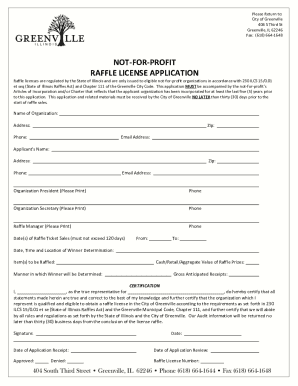 Fillable Online NOT-FOR-PROFIT RAFFLE LICENSE APPLICATION Fax Email ...