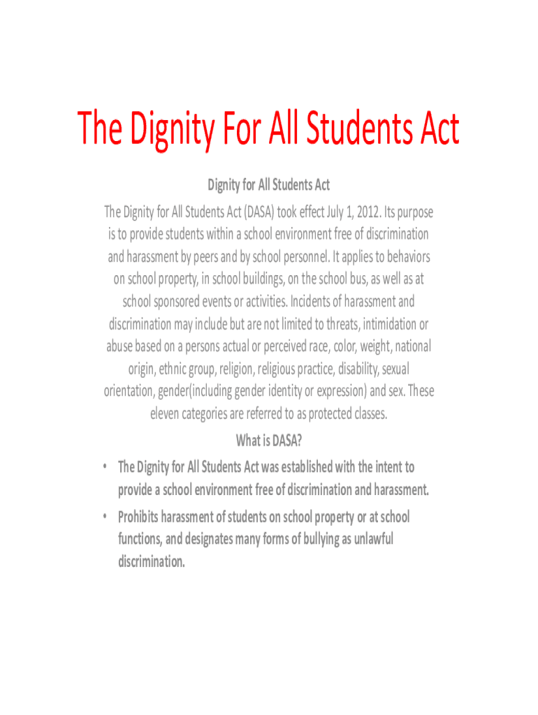 Fillable Online 1. What is the Dignity for All Students Act? Fax Email Print - pdfFiller