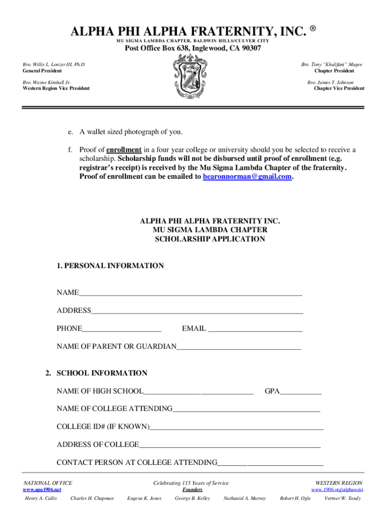 Fillable Online MU SIGMA LAMBDA CHAPTER, BALDWIN HILLS/CULVER CITY Fax ...