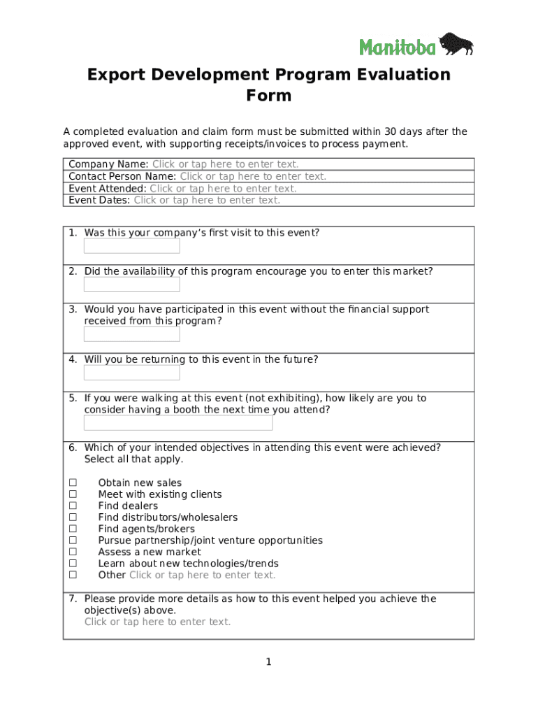 Export Development Program Evaluation Doc Template | pdfFiller