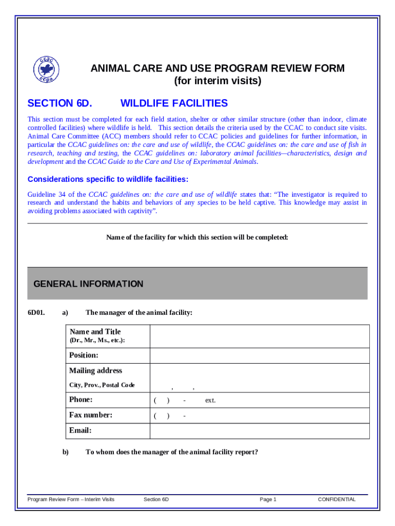 ANIMAL CARE AND USE PROGRAM REVIEW... Doc Template | pdfFiller