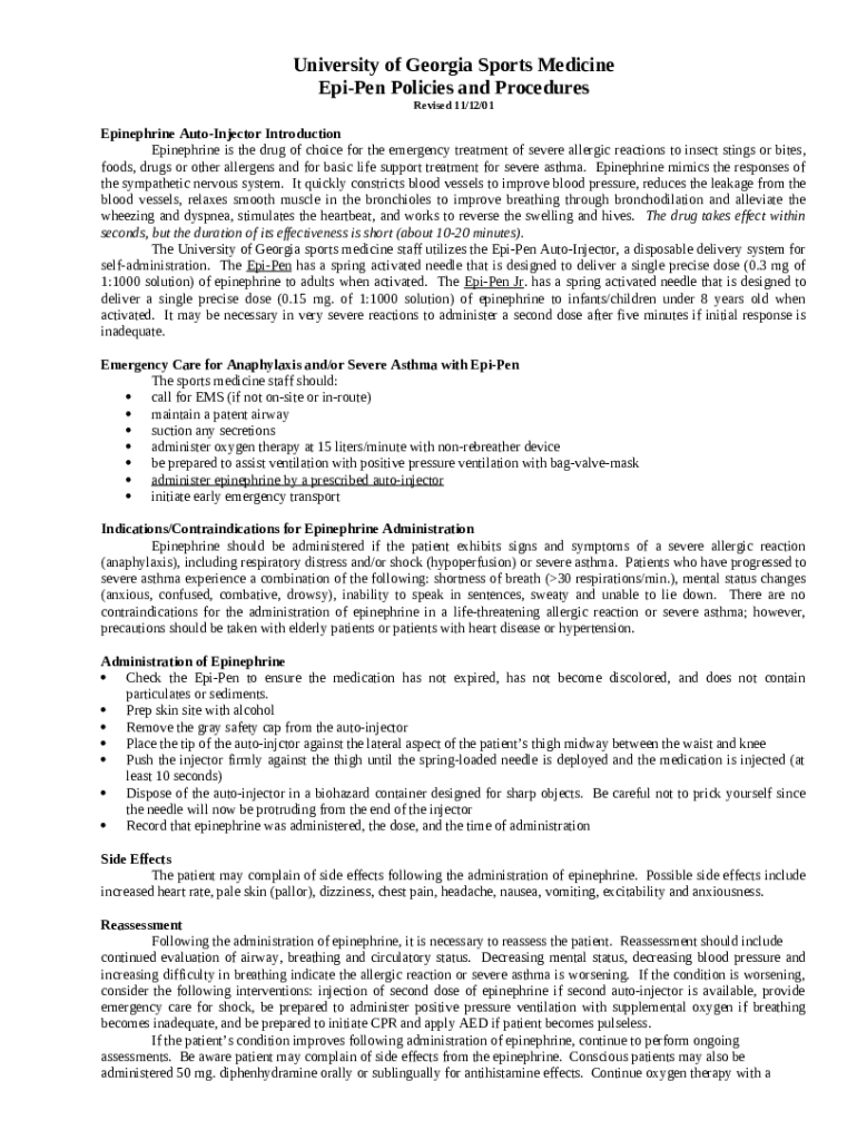 Epi-Pen Policies And Procedures - NATA.PDF - at uwa Doc Template | pdfFiller