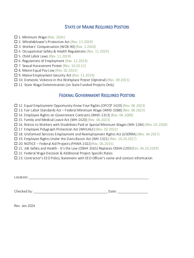 Fillable Online MDOL: Maine Department of Labor Posters page Fax Email ...