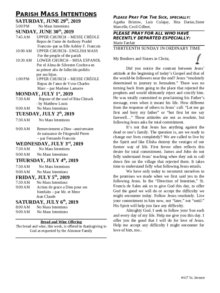 Mass Intentions :: Kitchener - St. Anthony Daniel Parish Doc Template ...