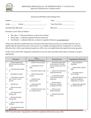 Fillable Online Systematic Observation Rating Form.docx Fax Email Print ...