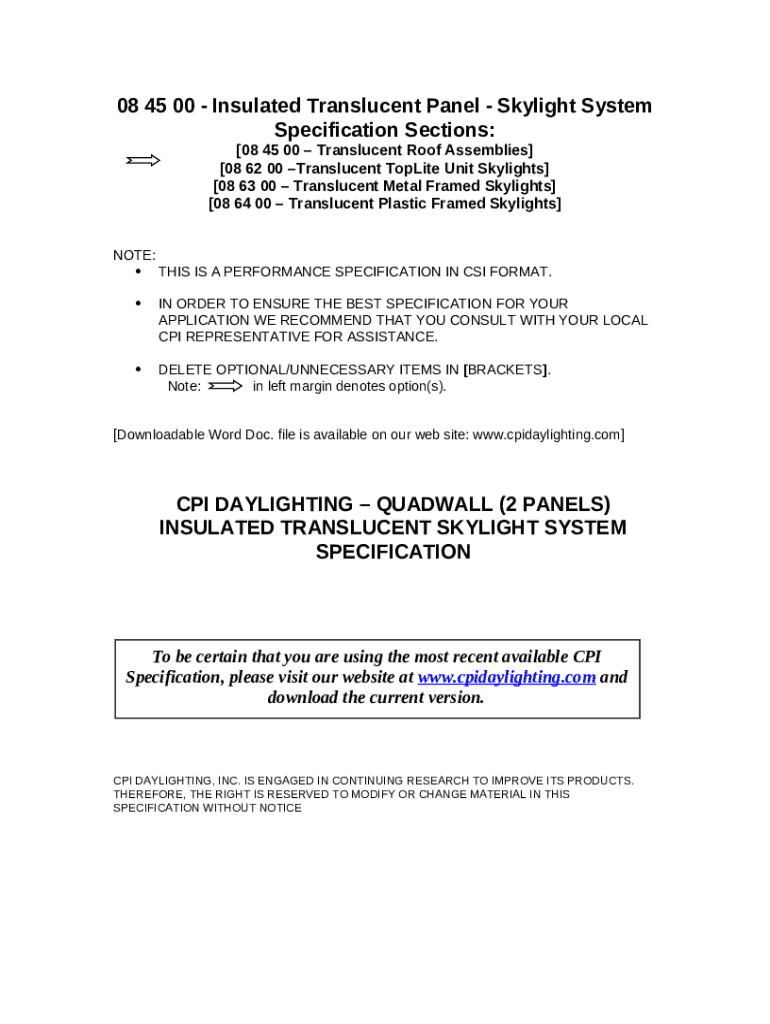 Translucent Wall and Roof Assemblies Products Doc Template | pdfFiller
