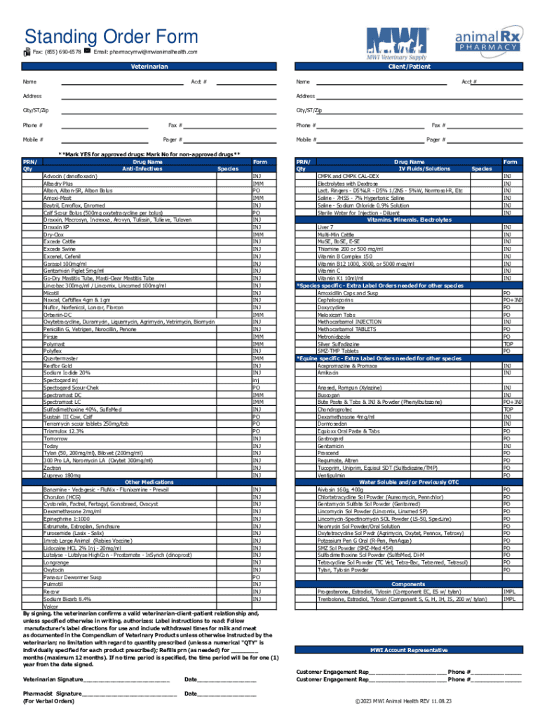 Fillable Online MWI Animal HealthAnimal Health distributor for ...