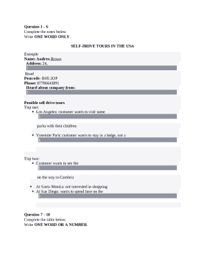 Self-drive tours in the USA - IELTS listening practice test Doc ...