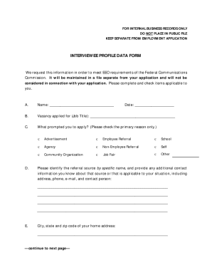 Fillable Online IBP Interviewee Profile Data Form Fax Email Print ...