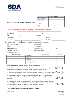 Fillable Online SUBCONTRACTOR APPROVAL FORM 1105 Fax Email Print ...