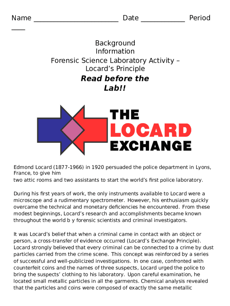 Understanding Locard's Principle in Forensic Science Doc Template ...