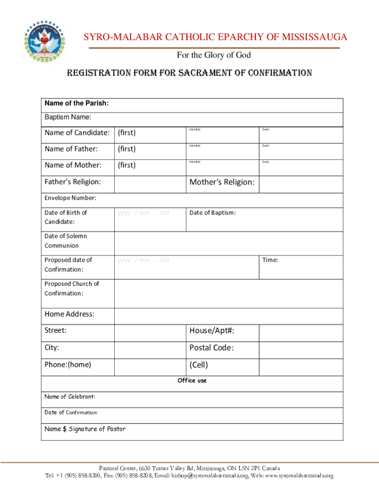 Fillable Online St. Mother Teresa Syro-Malabar Catholic Church, Ottawa ...