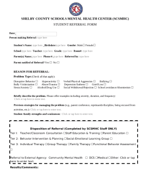 STUDENT COUNSELING REFERRAL Doc Template | pdfFiller