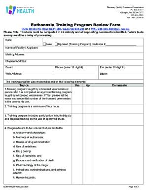 Fillable Online doh wa Euthanasia Training Program Review Form. Review ...