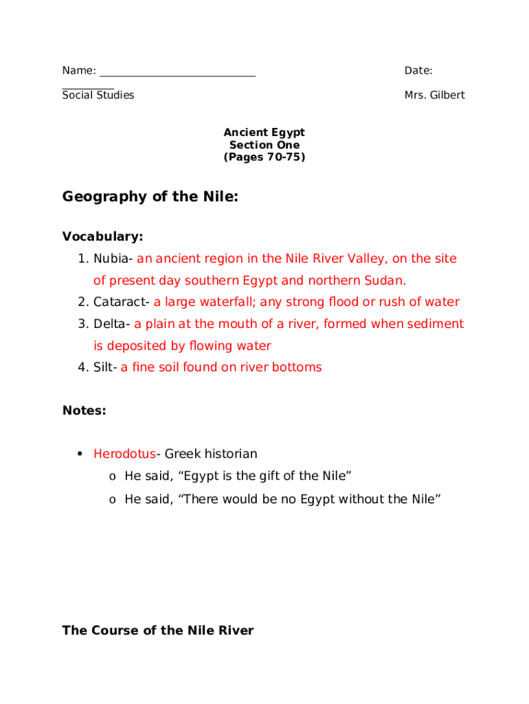 Ancient Egypt Section 1 The Geography of the Nile Doc Template | pdfFiller