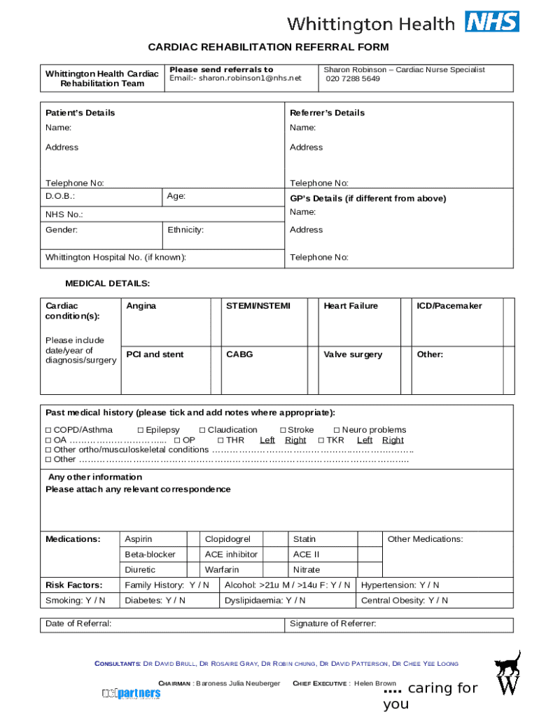 Outpatient Cardiac Rehabilitation Physician Referral/Order Doc Template ...