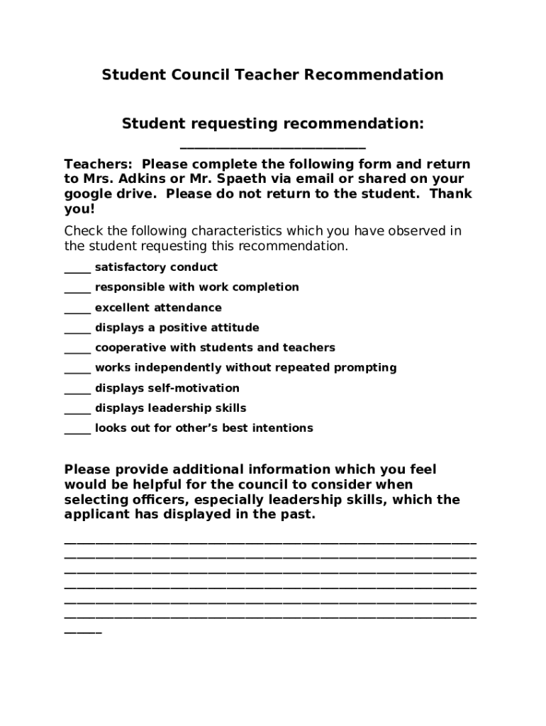 Student Council Application - Fill Online, Printable ... Doc Template ...