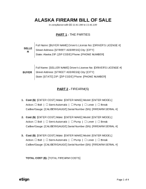 Free Alaska Firearm Bill of Sale PDFWord Doc Template | pdfFiller