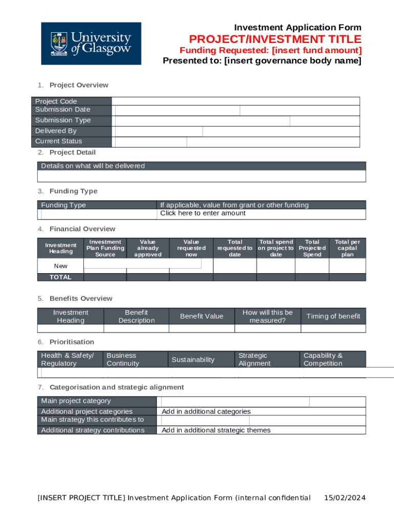 Investment Application (internal confidential Doc Template | pdfFiller