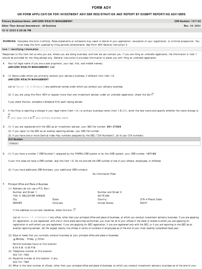 Fillable Online ADV/CRS Forms Fax Email Print - pdfFiller