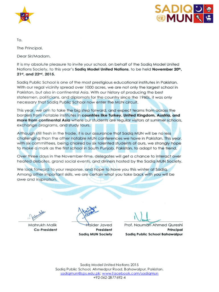 Fillable Online SADIQ MUN IV - Sadiq Public School, Bahawalpur Official ...
