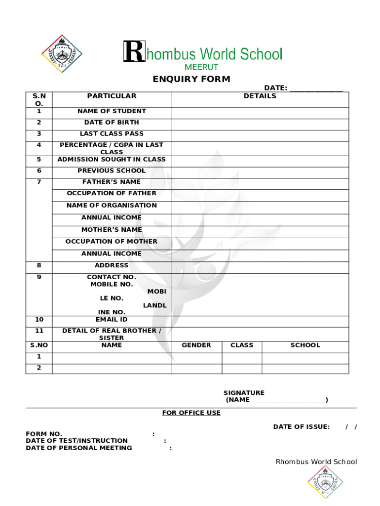 meerut enquiry Doc Template | pdfFiller