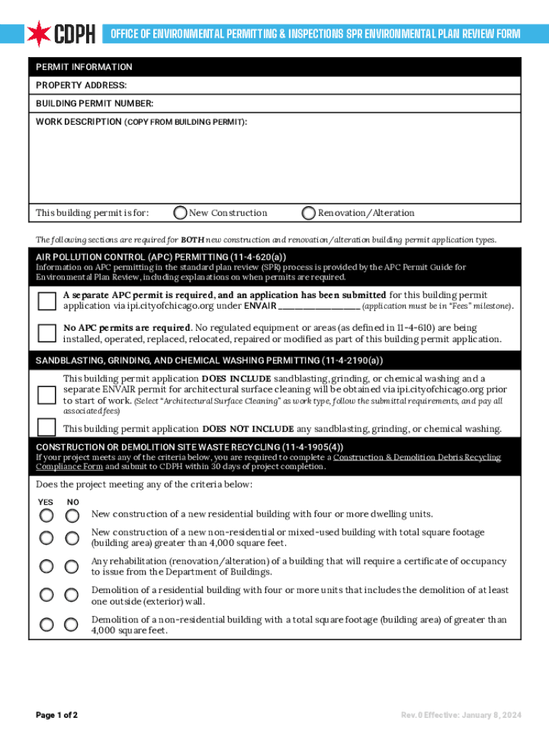 Fillable Online OFFICE OF ENVIRONMENTAL PERMITTING & INSPECTIONS SPR ENVIRONMENTAL PLAN REVIEW ...