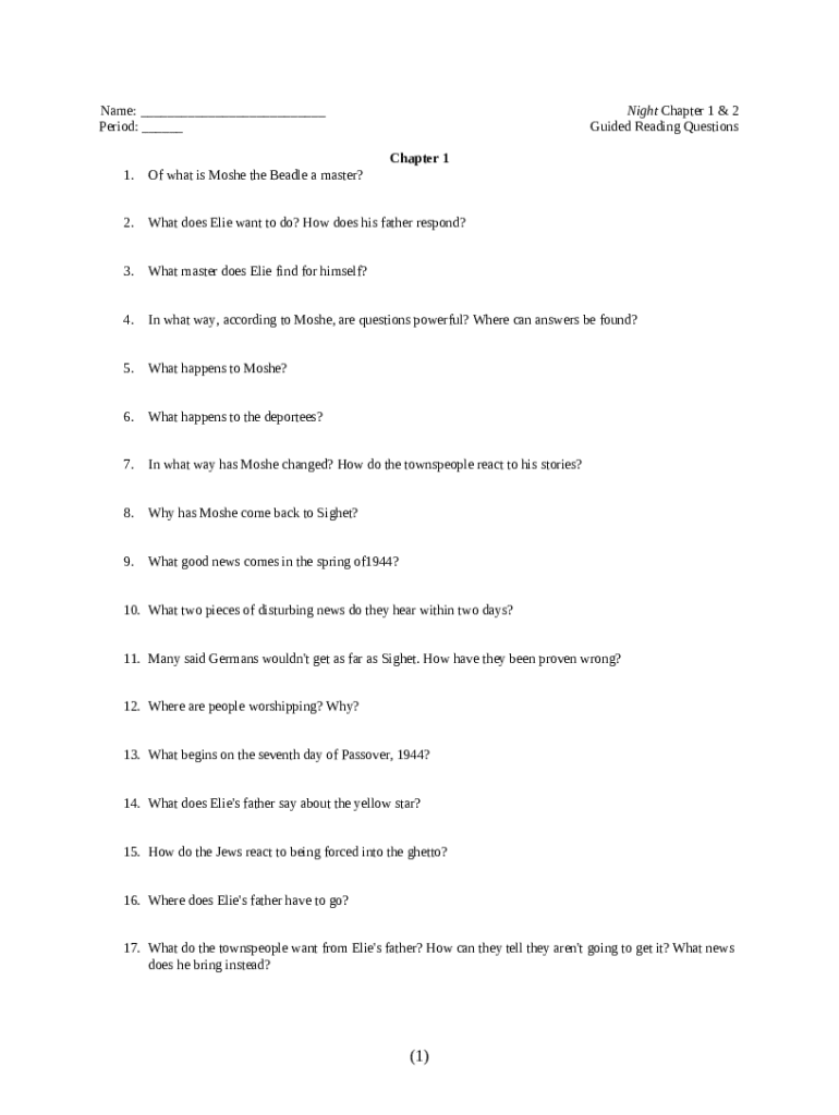 Night by Elie Wiesel Chapter 1Summary, Characters & ... Doc Template ...