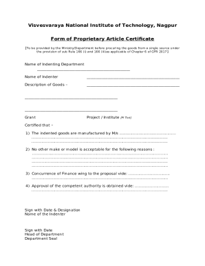 -Proprietary-Article-Certificate. ... Doc Template | pdfFiller