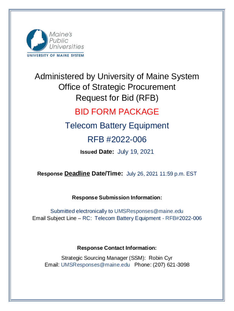 RFB 2022-006 Bid Submission Doc Template | pdfFiller