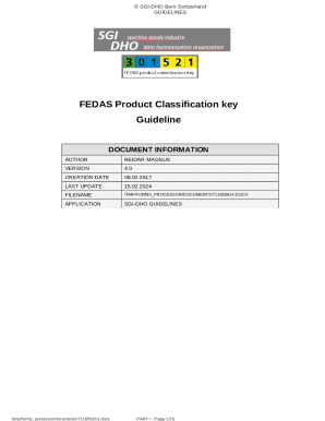 FEDAS Product Classification key Guideline Doc Template | pdfFiller