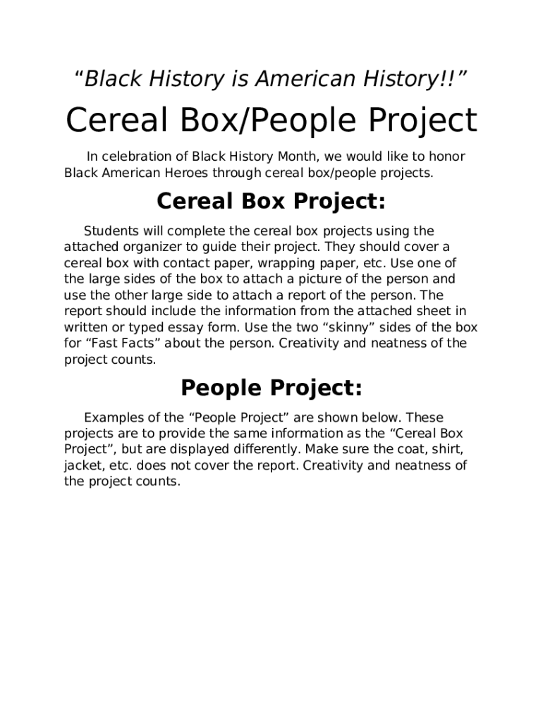Black History Cereal Fill Out and Use This PDF Doc Template | pdfFiller