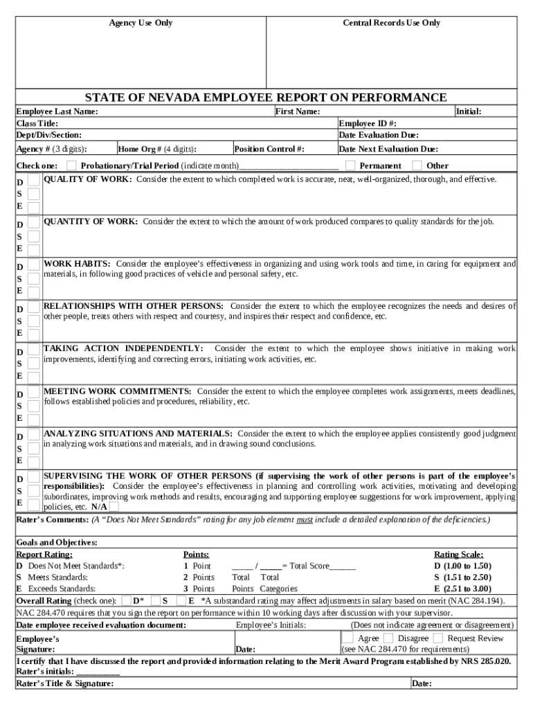 state of nevada employee appraisal & development report Doc Template ...