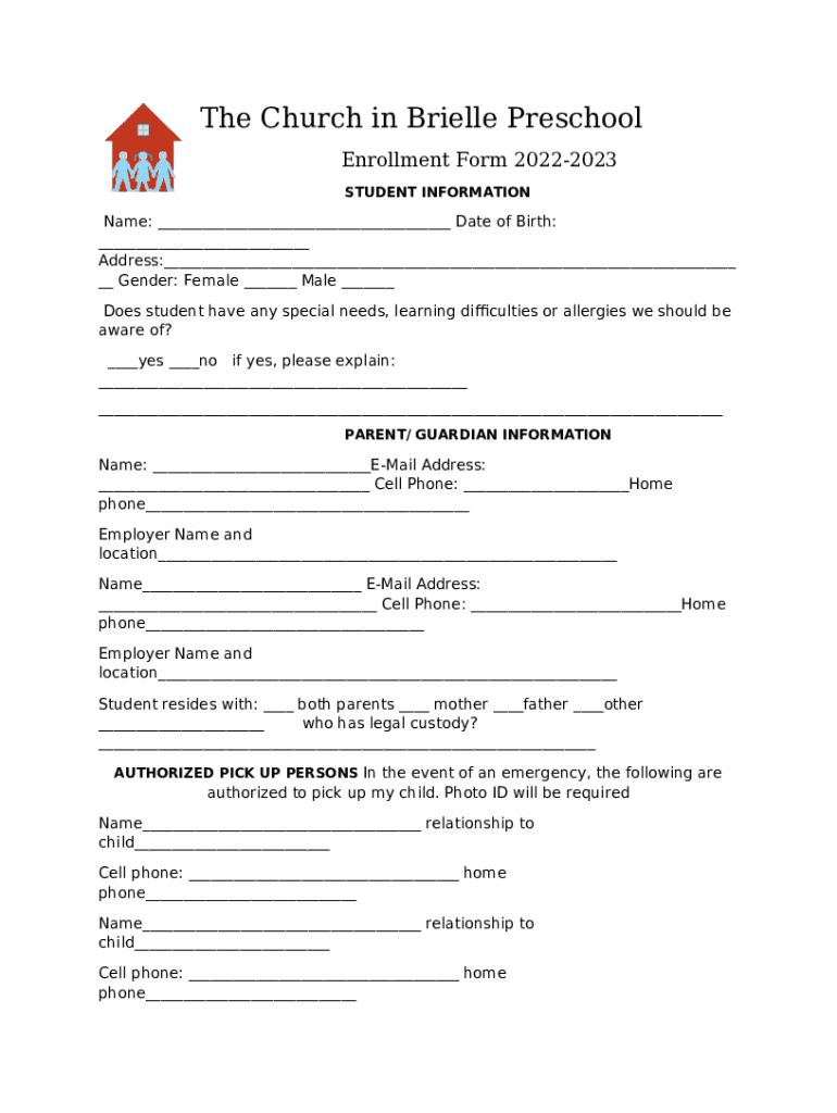 2022 2023 Pre K Registration - MISSION STATEMENT Our ... Doc Template ...