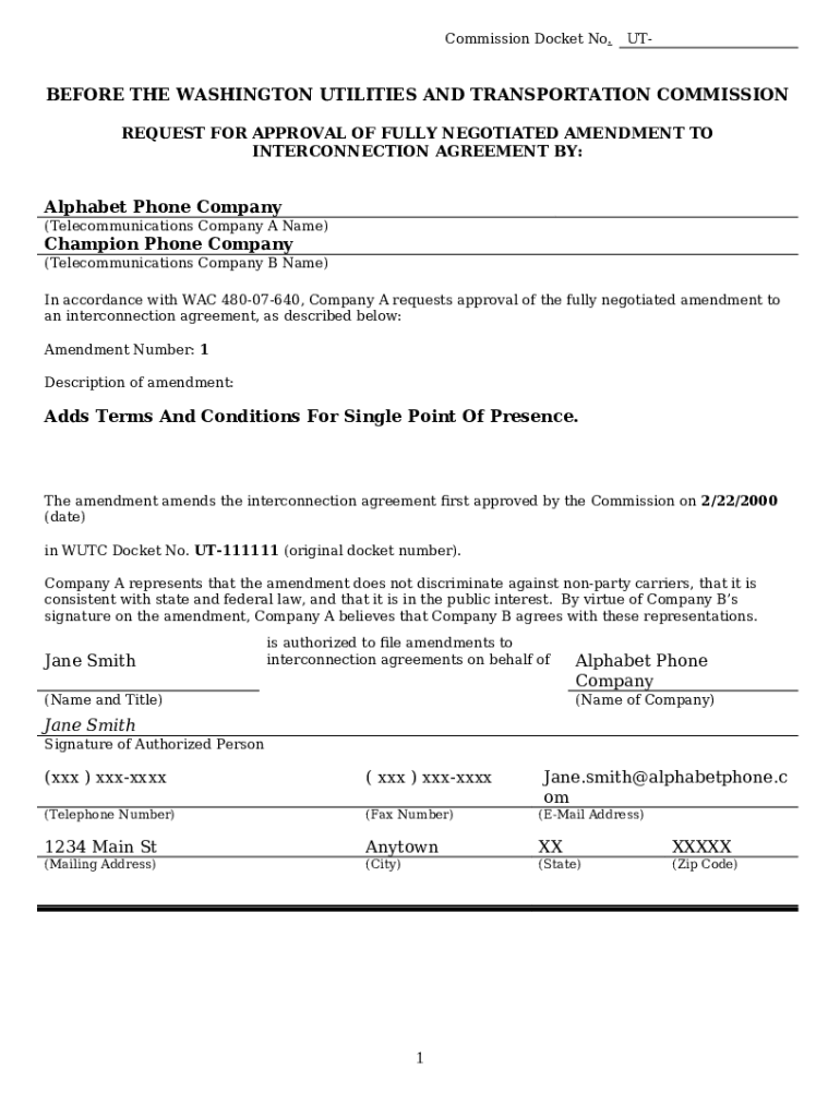 order approving interconnection agreement amendment Doc Template ...