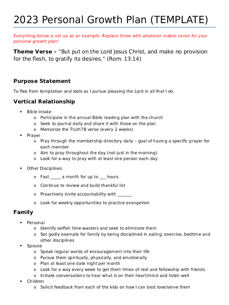 2023 Personal Growth Plan (TEMPLATE) Doc Template | pdfFiller
