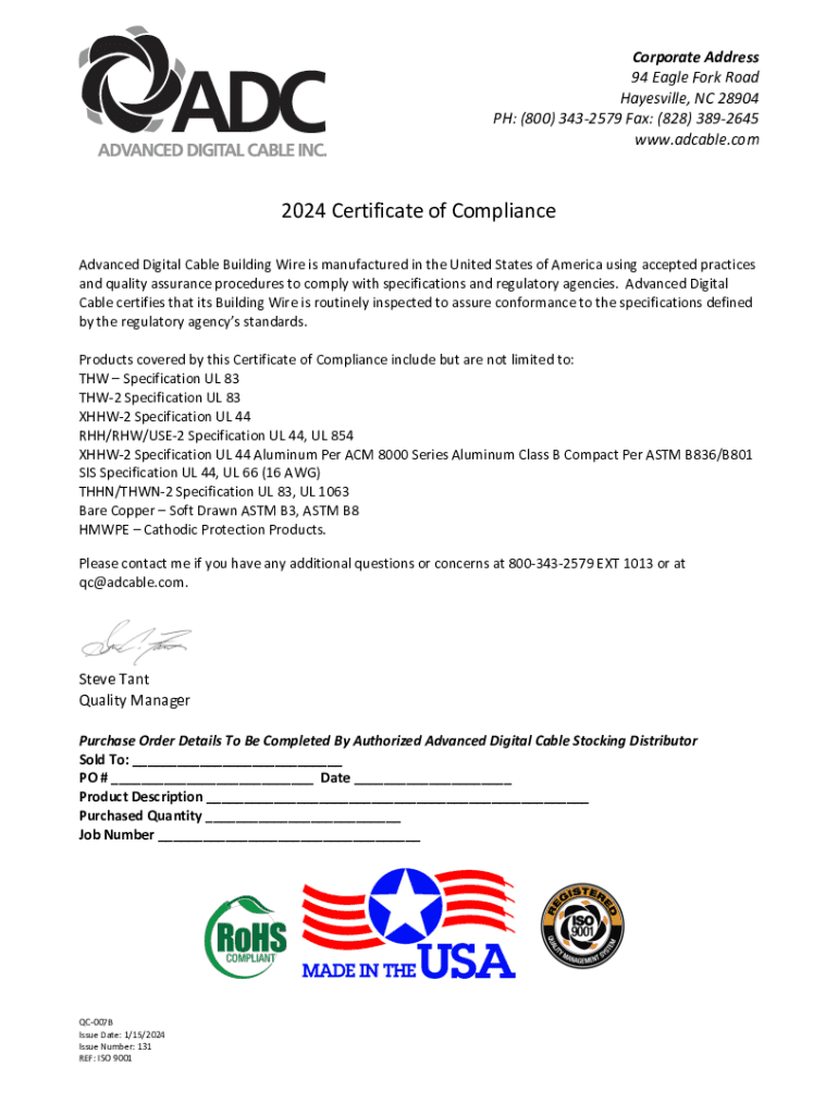 Fillable Online Advanced Digital Cable, Inc. Company Profile Fax Email ...