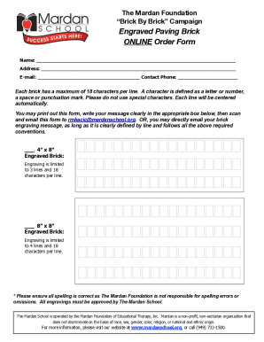 Fillable Online Engraved Paving Brick Order Form - Irvine Fax Email ...