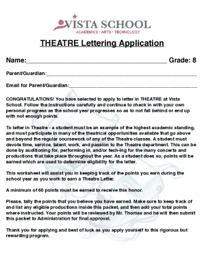 Fillable Online THEATRE Lettering Application Fax Email Print - pdfFiller