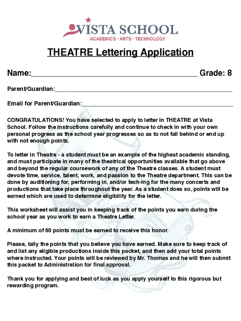 Fillable Online THEATRE Lettering Application Fax Email Print - pdfFiller