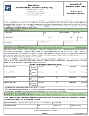 Fillable Online Deputy Sheriff Retirement System (DSRS) Benefit ...