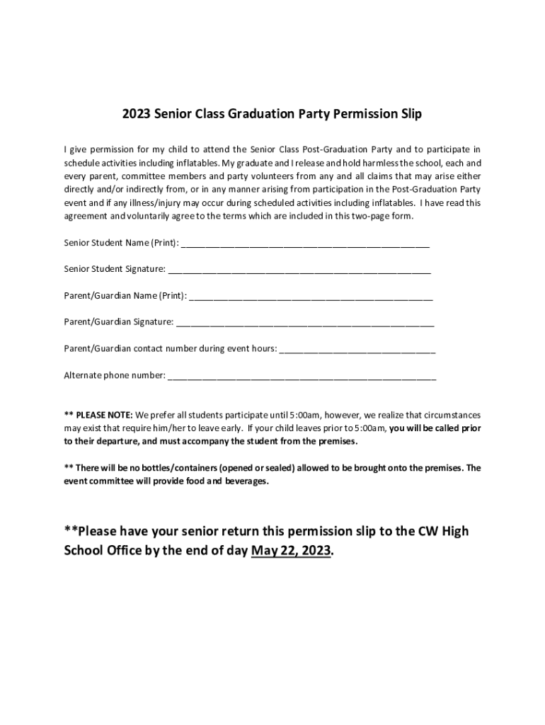 Fillable Online Party Permission Slip - Fill Online, Printable ...