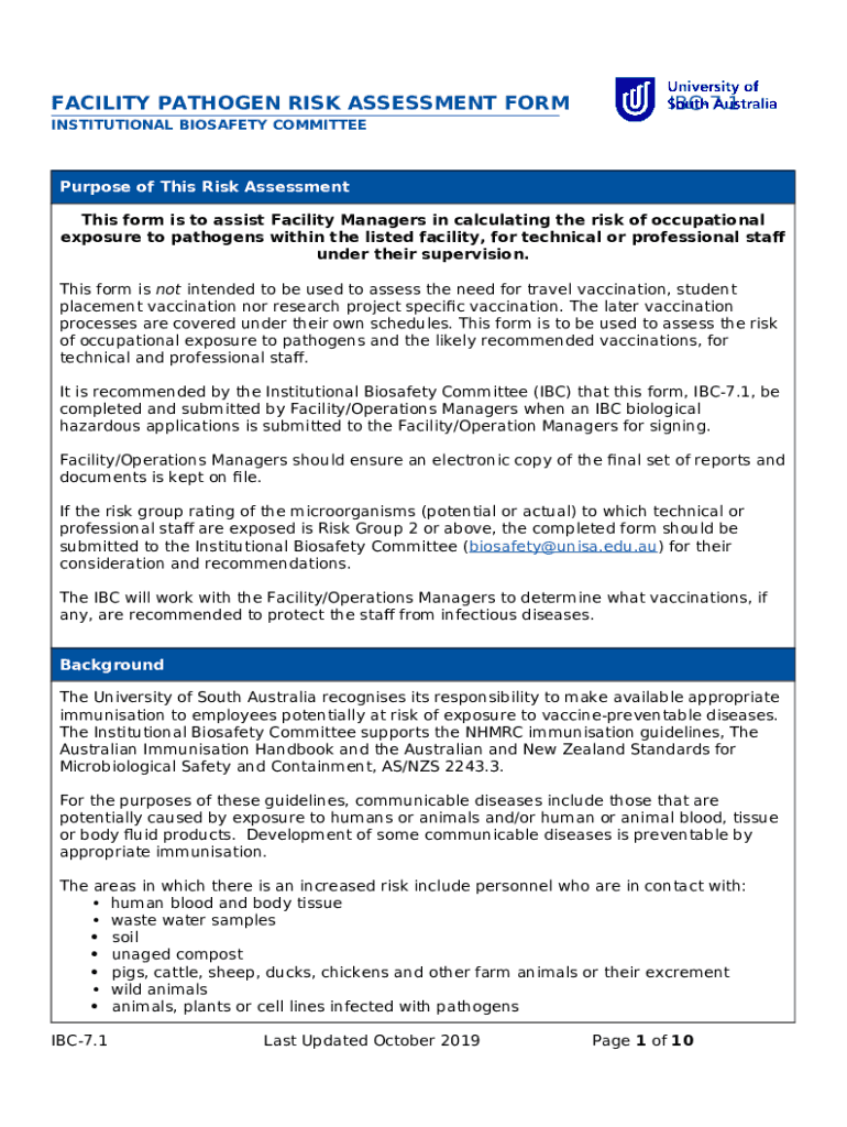 Biosafety General Ination - Safety & Risk Services Doc Template | pdfFiller