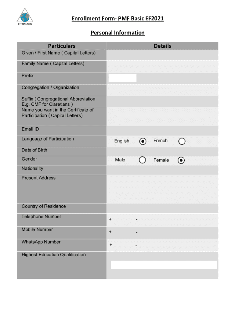 Fillable Online PMF Basic EF2021 - Form.docx Fax Email Print - pdfFiller