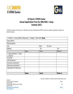 C-STEM GIRL and GIRL+ Camps - c-stem ucdavis Doc Template | pdfFiller