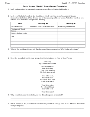 50+ Poetic Devices with Meaning, Examples and Uses Doc Template | pdfFiller