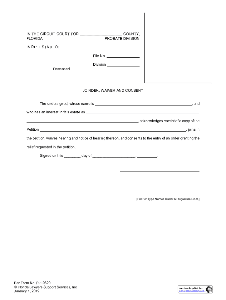 Fillable Online Joinder Waiver and Consent - Fifth Judicial Circuit Fax ...